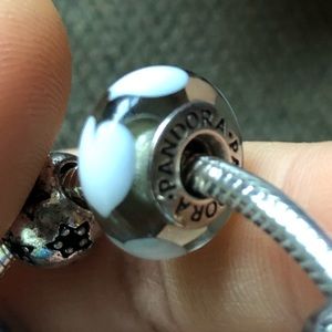 Pandora | Jewelry | Authentic Pandora Snake Bracelet With 4 Charms ...
